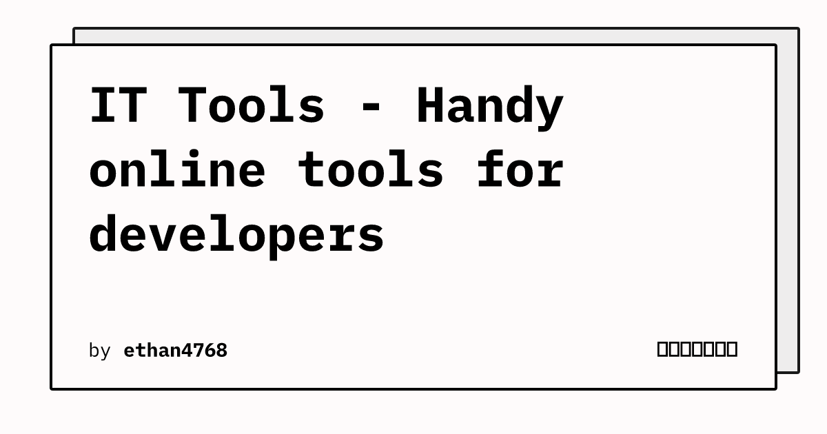 IT Tools - Handy online tools for developers | 寻岳的网络日志